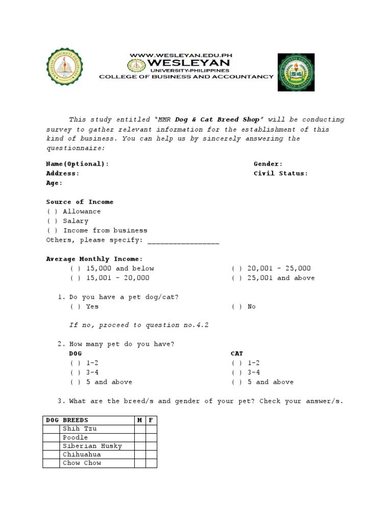 Questionnaire | PDF | Dog Breeds | Dogs