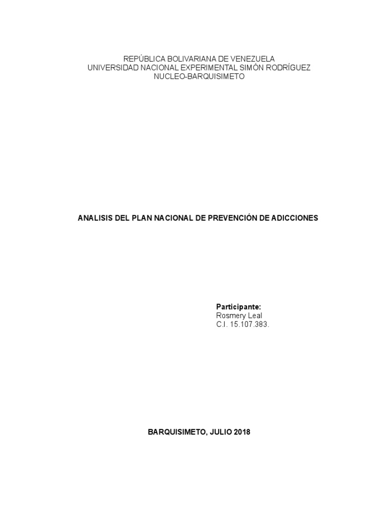 Análisis del Plan Nacional Antidrogas | PDF | Drogas | Venezuela