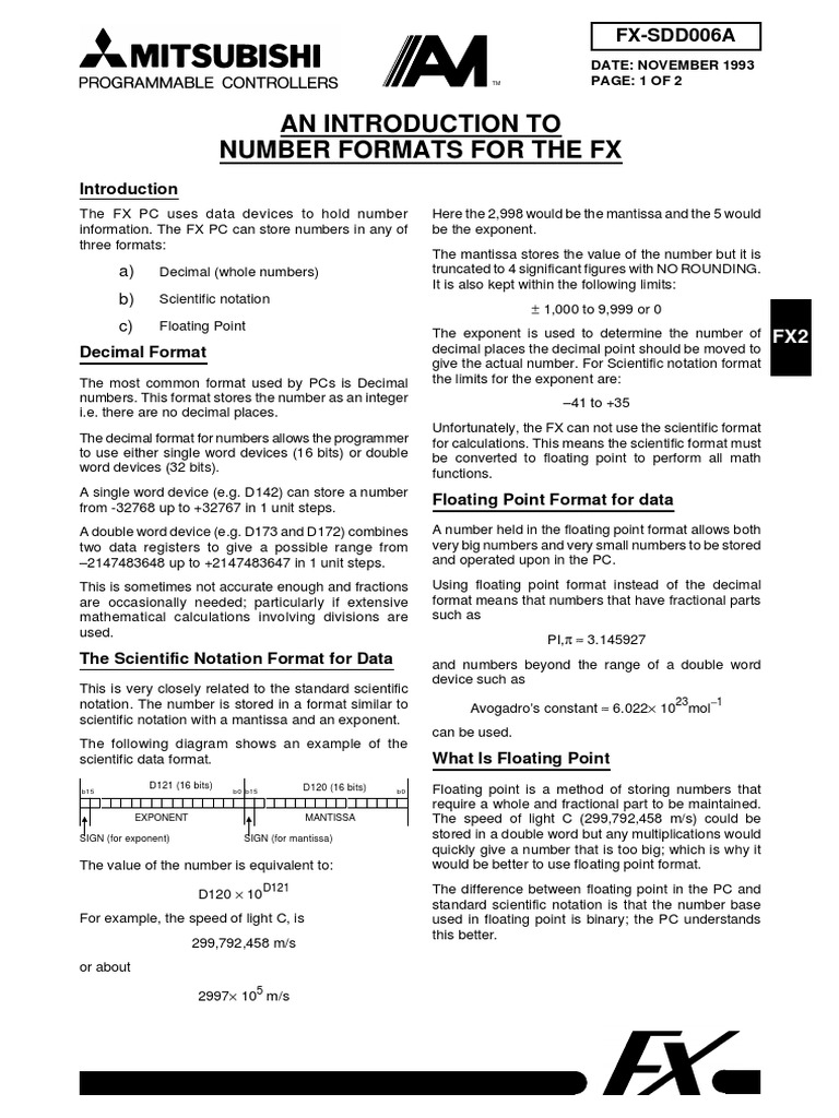 Number Formats For The FX | PDF | Numbers | Exponentiation