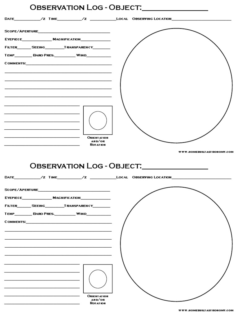 Astronomy Observation Log Template | PDF