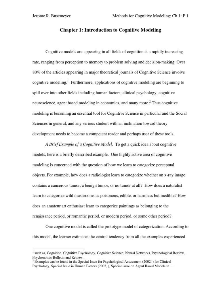 Chapter 1: Introduction To Cognitive Modeling: A Brief Example of A ...