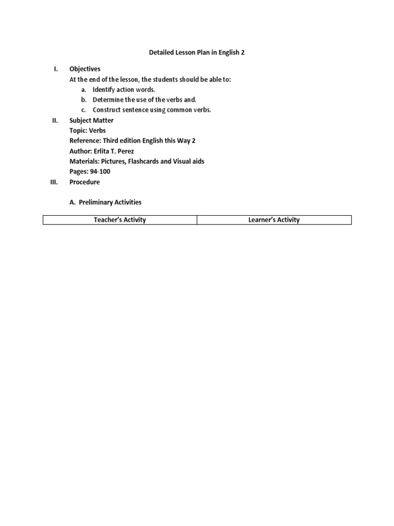 Detailed Lesson Plan in English | PDF | English Language | Linguistics