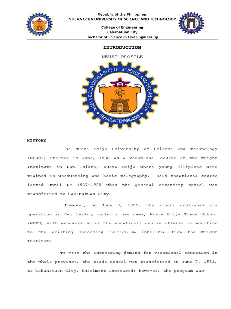 NEUST Profile | PDF | Academia | Educational Stages