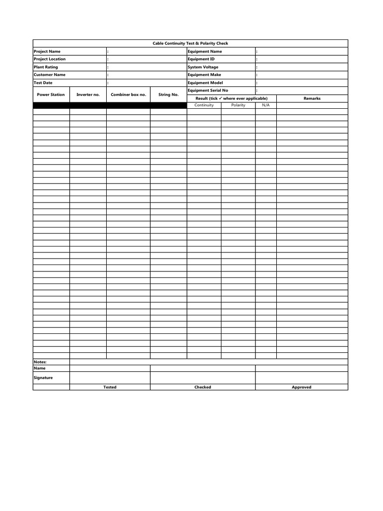 Cable Continuity and Polarity Test | PDF
