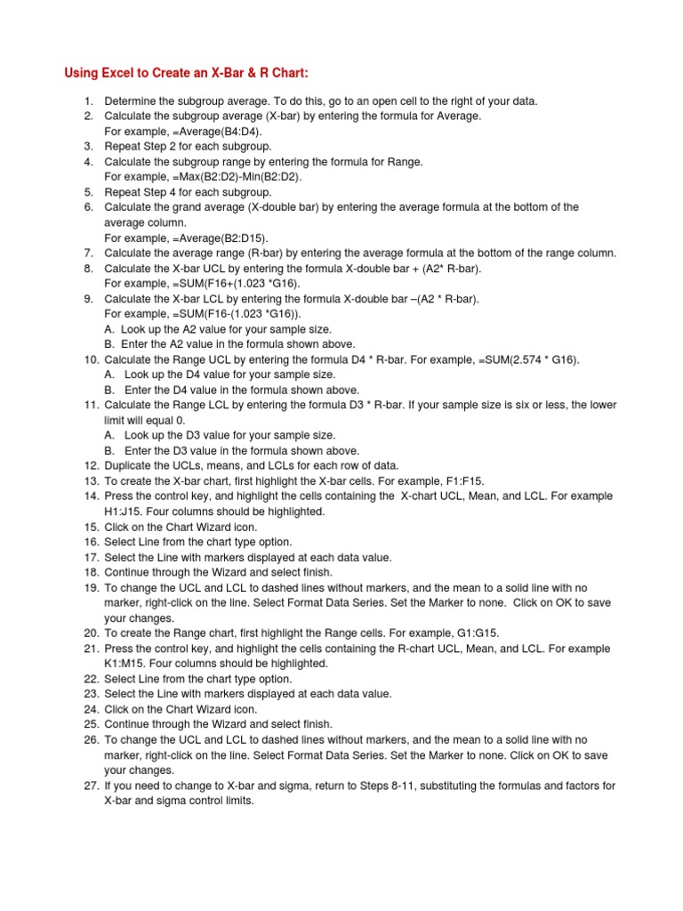 Using Excel To Create An X-Bar & R Chart | PDF | Teaching Mathematics