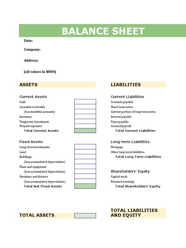 Company Balance Sheet Overview | PDF | Finance & Money Management