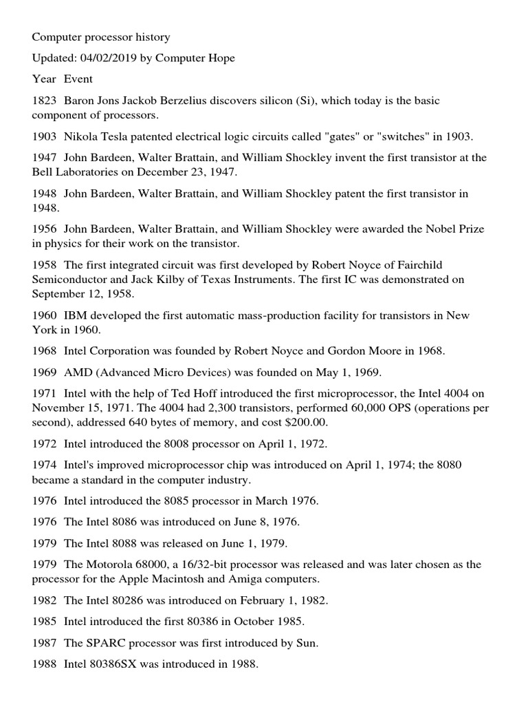Computer Processor History | PDF | Advanced Micro Devices | Intel