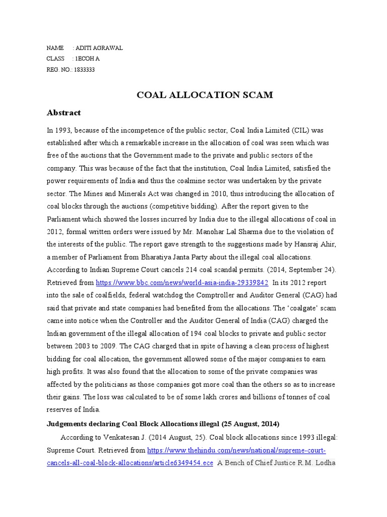 Coal Allocation Scam | PDF | Government Of India | Justice