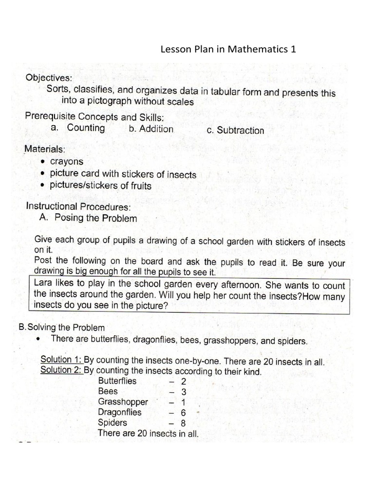 Mathematics 1 Lesson Plan Guide | PDF