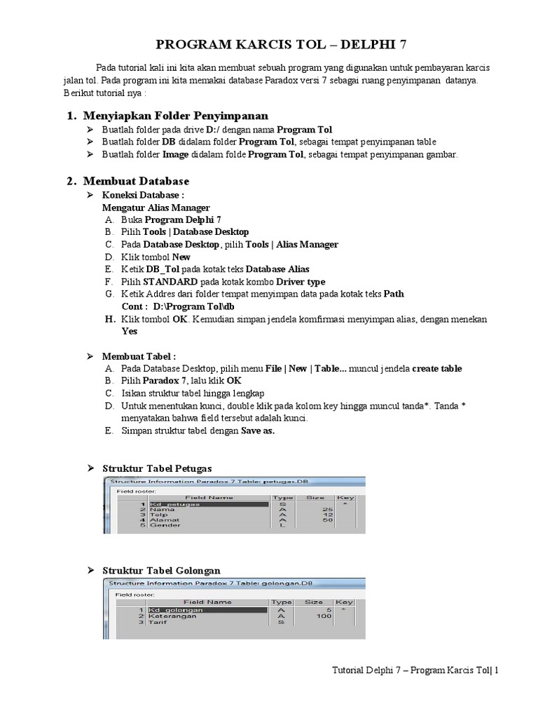 Program Pembayaran Karcis Tol Delphi | PDF