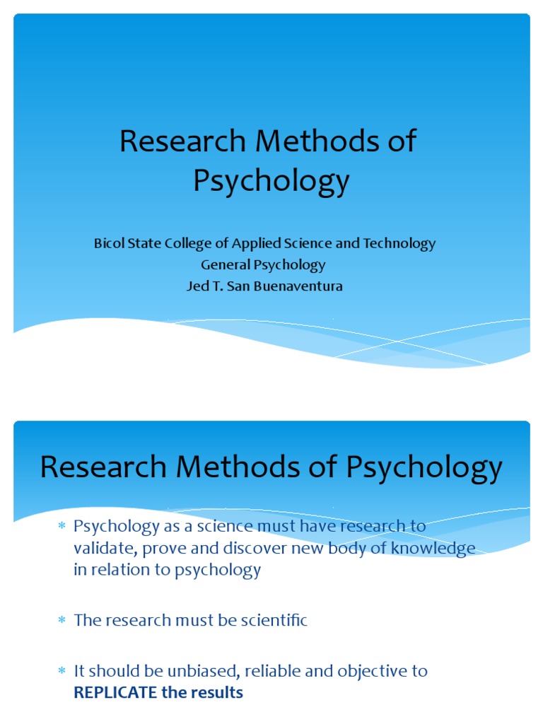 Research Methods of Psychology | PDF | Experiment | Survey Methodology