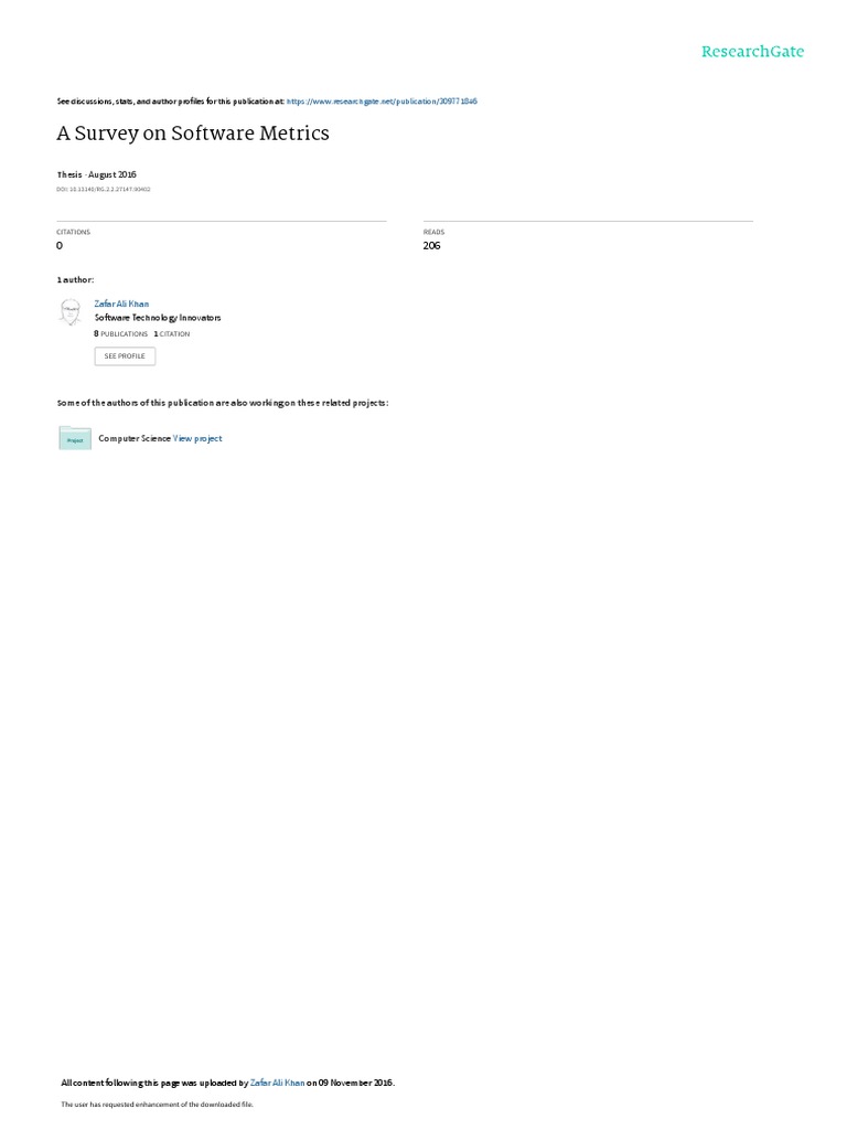 Survey Of Software Metrics Analysis Pdf Software Development Class Computer Programming