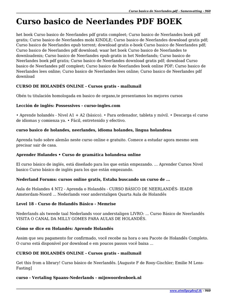 Curso Basico de Neerlandes | Descargar gratis PDF | Dialecto | Idiomas