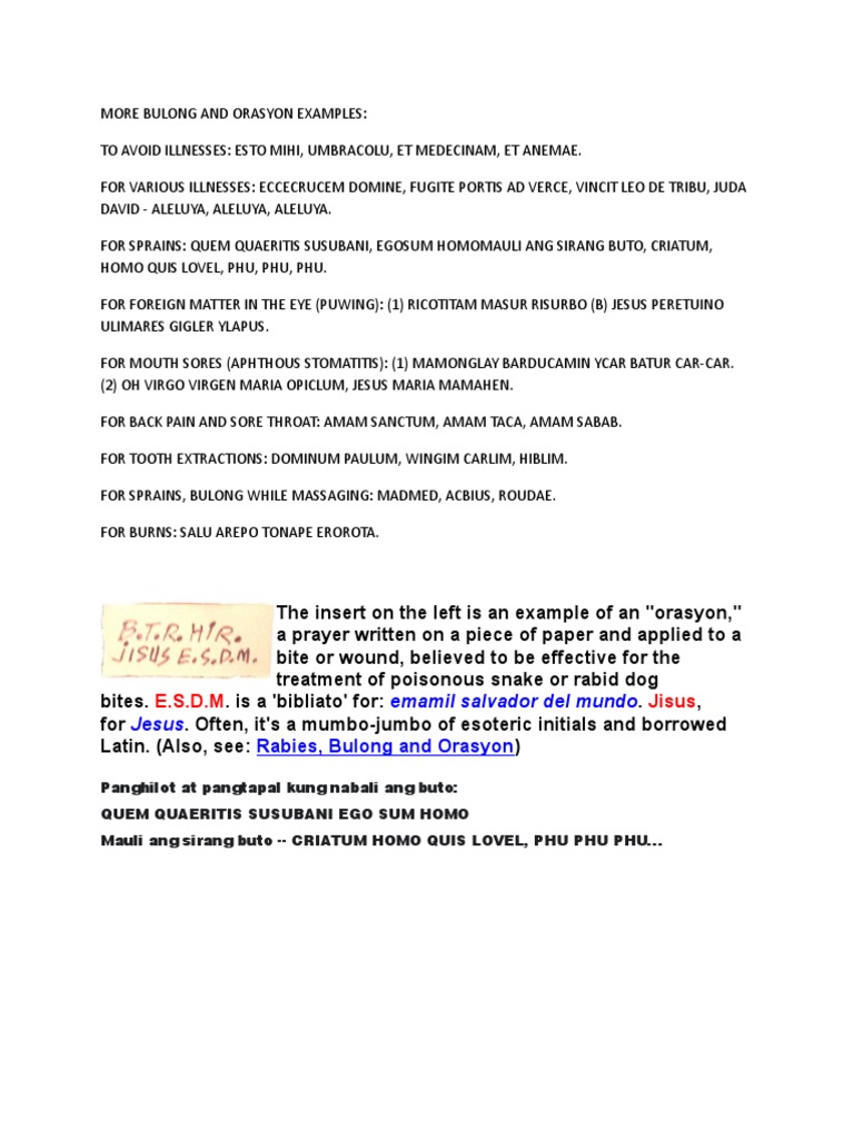 Bulong and Orasyon Examples
