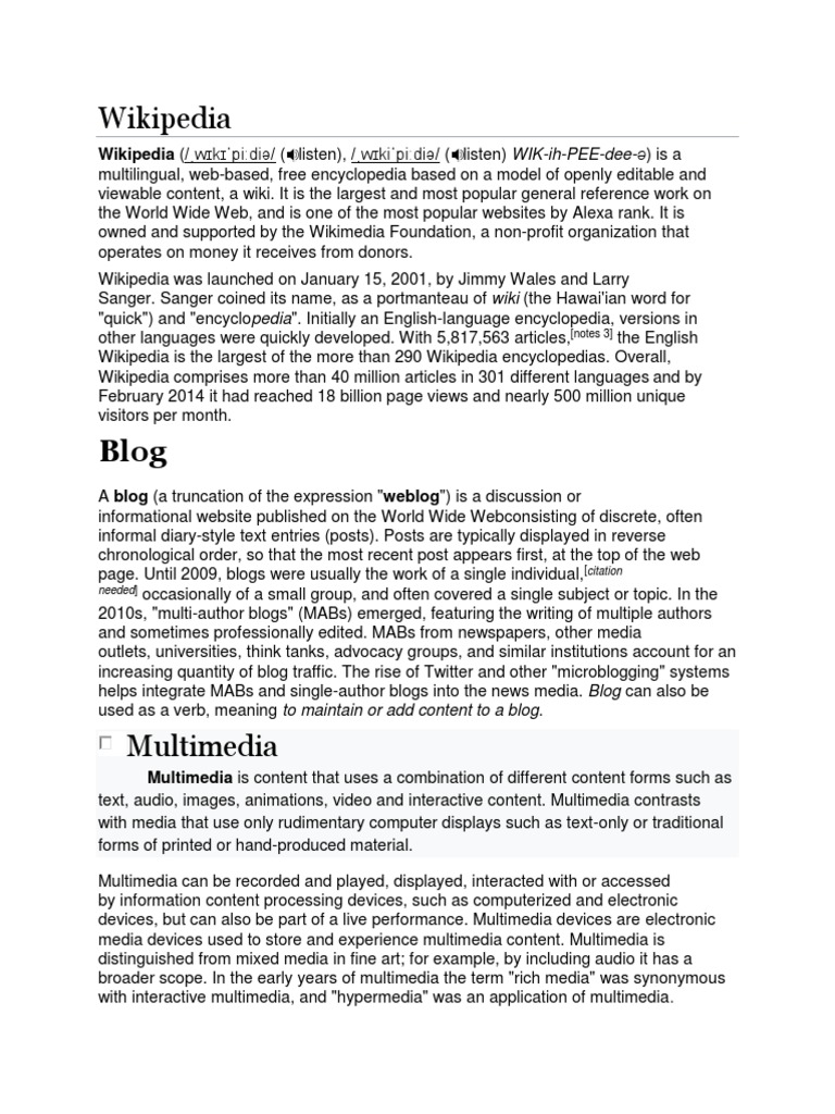 Wikipedia | PDF | Multimedia | Wikipedia