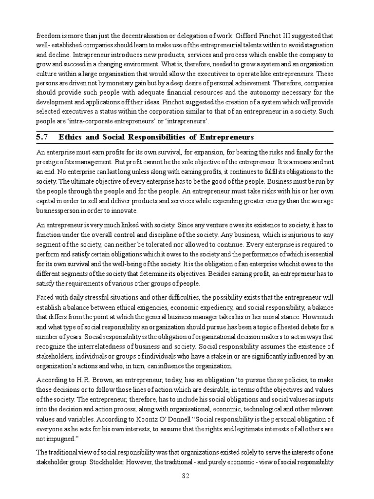 Ethics and Social Responsibilities of Entrepreneurs PDF | PDF ...