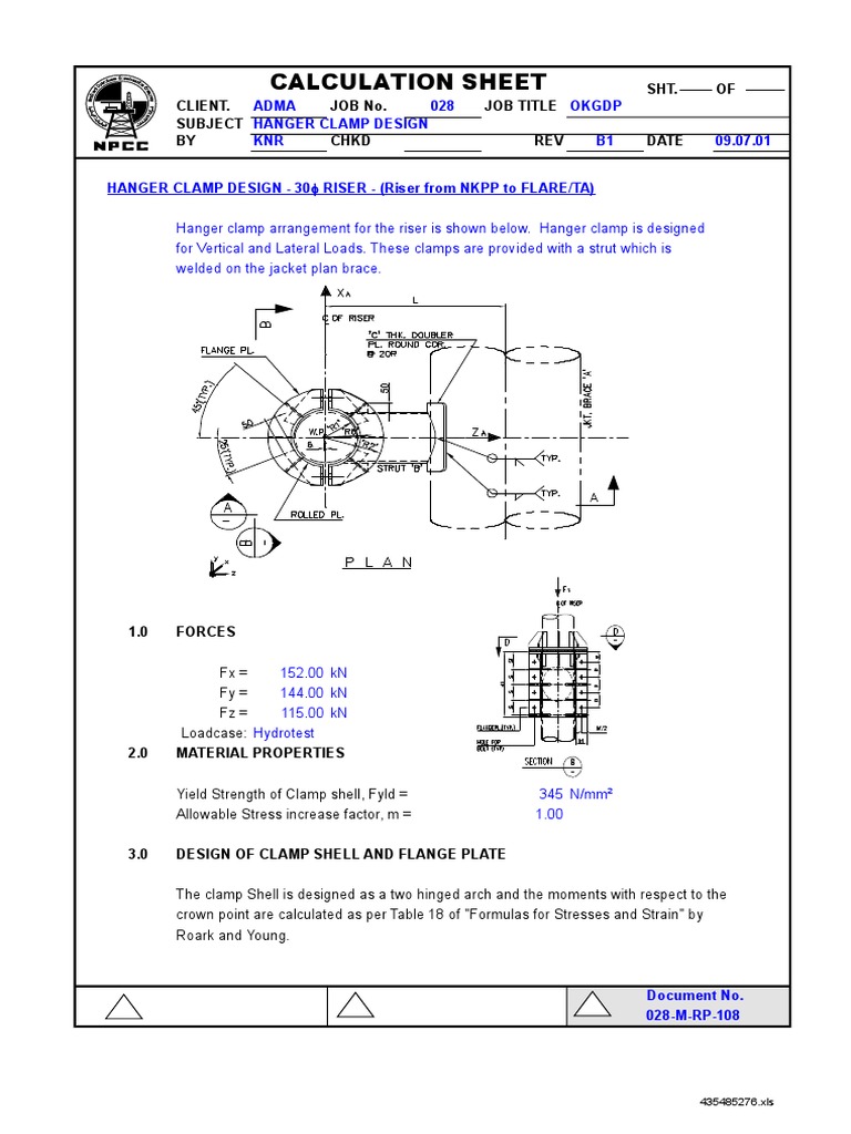 Hanger Clamp Design | PDF | Screw | Bending