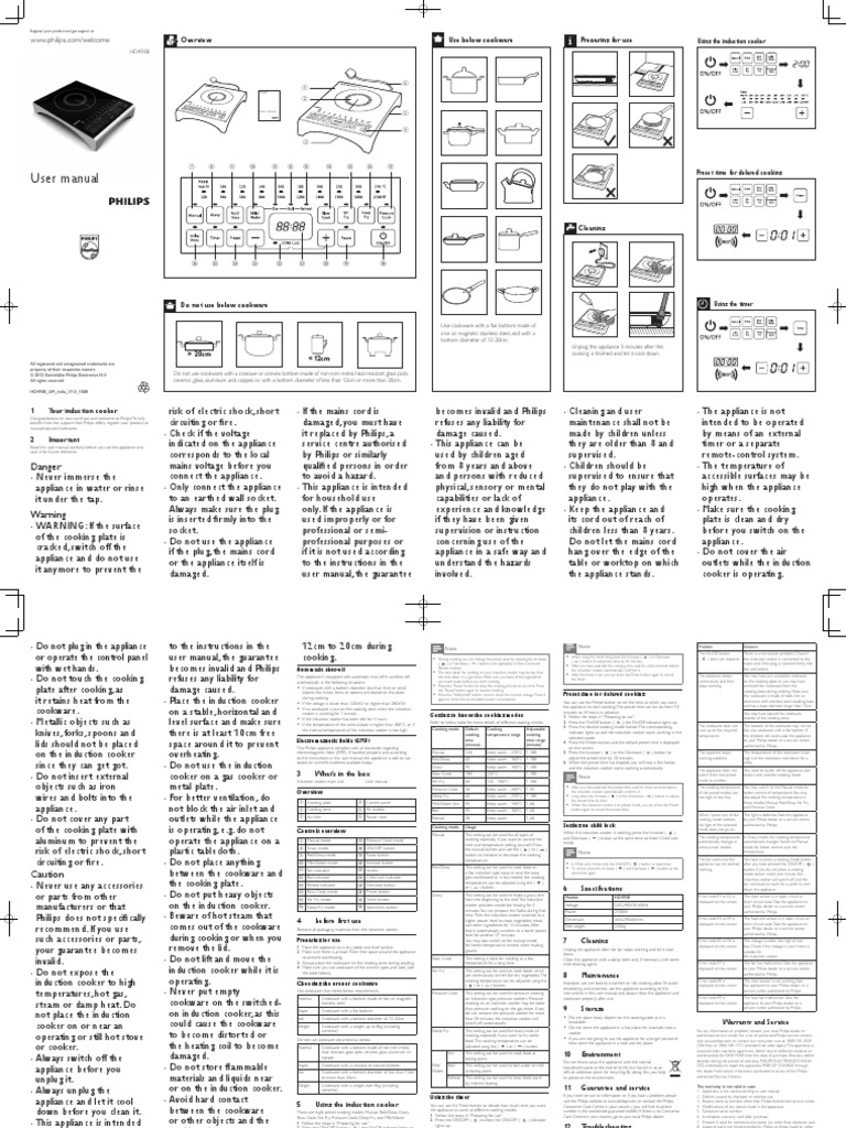 User Manual: Using The Induction Cooker Preparing For Use Use Below ...