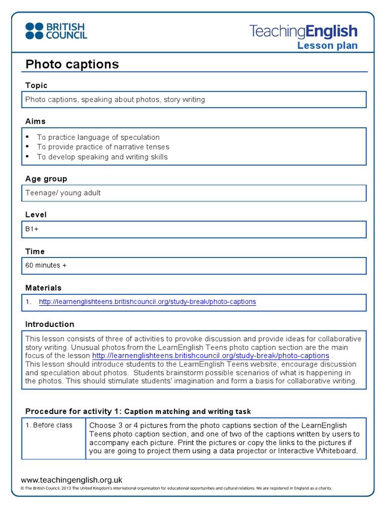 Photo Caption LP On Template | PDF | Brainstorming | Learning