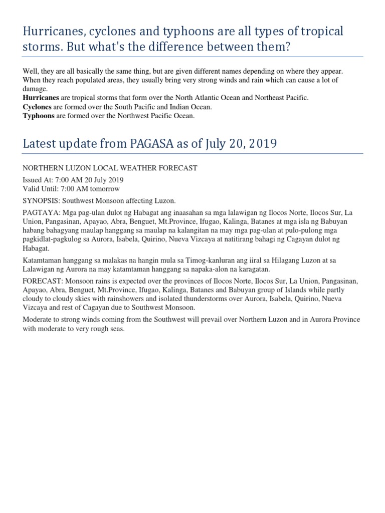 Hurricanes, Cyclones and Typhoons Are All Types of Tropical Storms. But ...