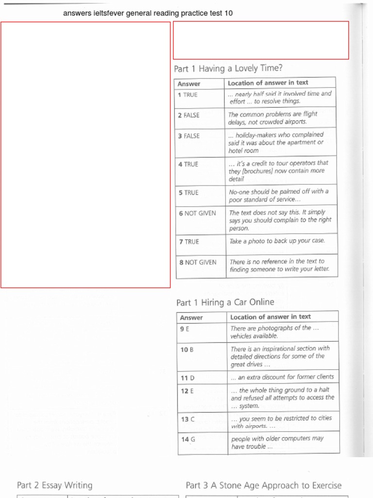 Answers Ieltsfever General Reading Practice Test 10 PDF | PDF