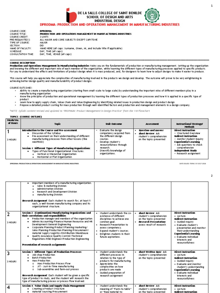 Understanding Manufacturing Organizations and Production Processes ...