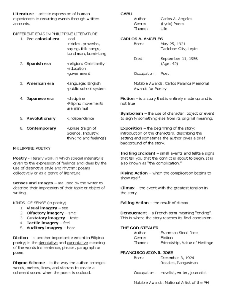 21stlit Prelims Reviewer | PDF | Poetry | Writers