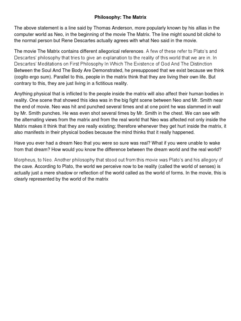 Philosophy: The Matrix | PDF