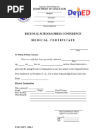 Medical Certificate 2010 Palaro | PDF | Physical Examination | Practice ...