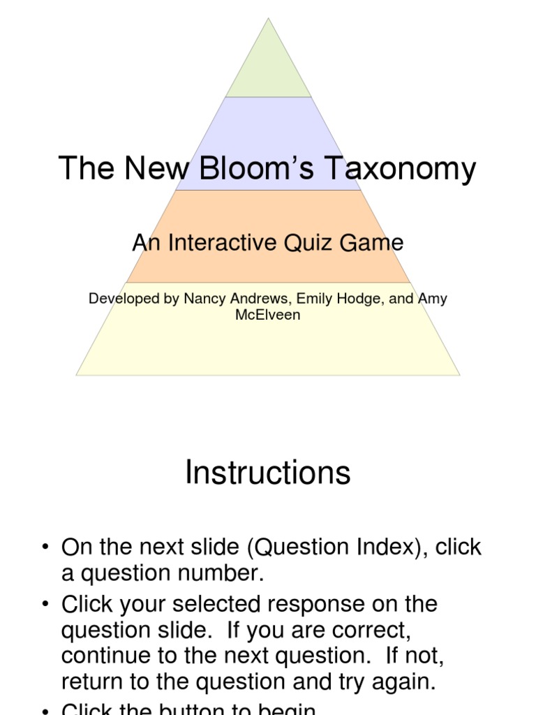 The New Bloom's Taxonomy: An Interactive Quiz Game | PDF | Educational Psychology | Teaching