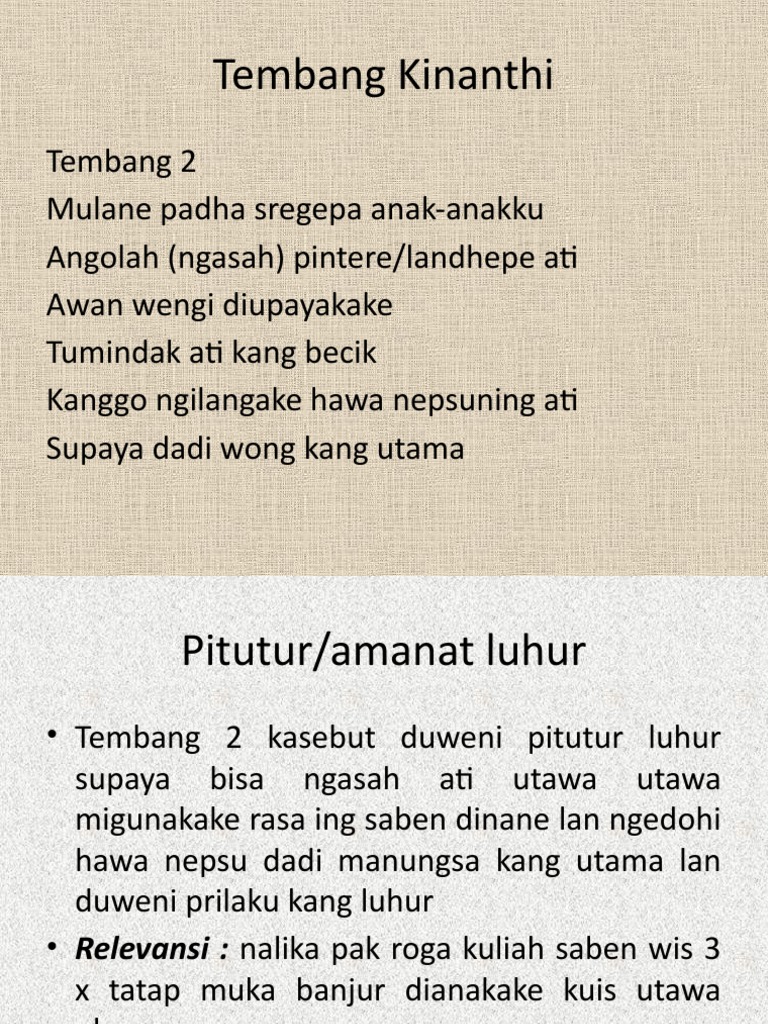 Piwulang Tembang Kinanthi | PDF