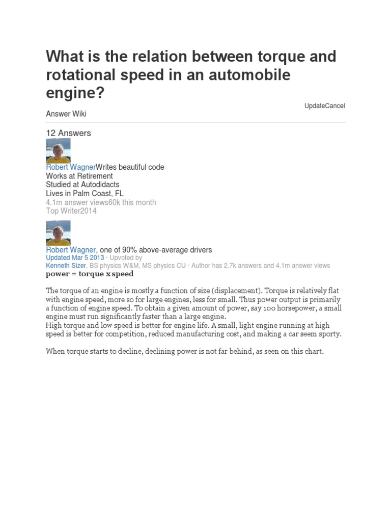 What Is The Relation Between Torque and Rotational Speed in An ...