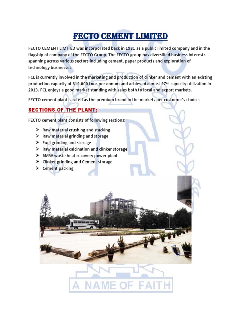 Fecto Cement Limited Trust Worthy File. | PDF