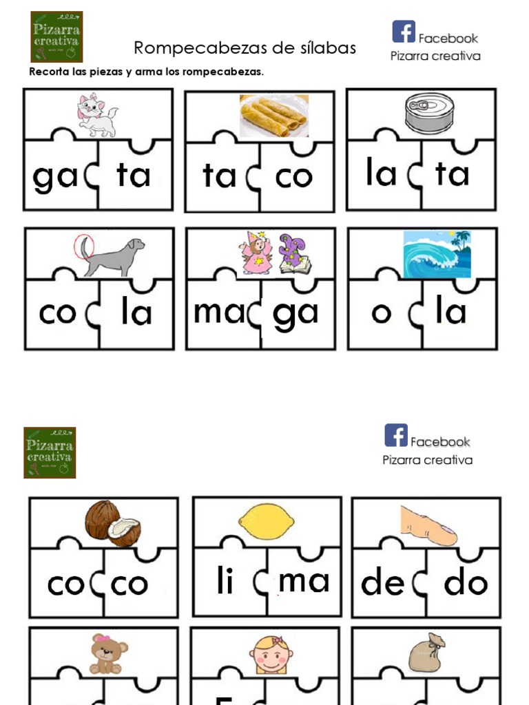 Rompecabezas Silabas | PDF | Rompecabezas | Matemáticas recreativas