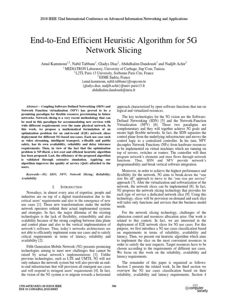 End To End Efficient Heuristic Algorithm For 5g Network Slicing Pdf Computer Network 0886