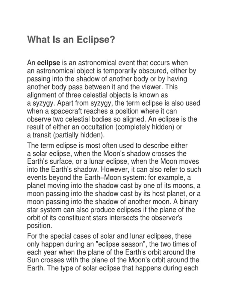 What Is An Eclipse? | PDF | Eclipse | Solar Eclipse