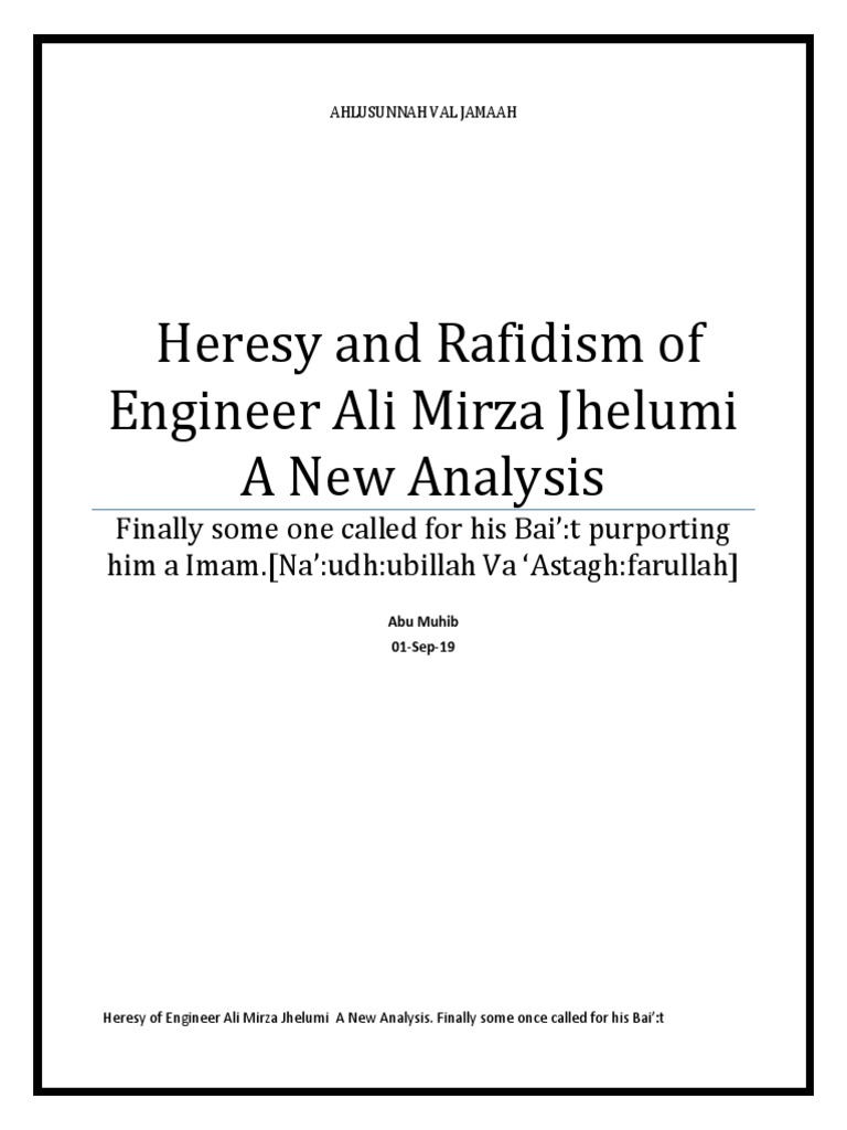 Heresies and Apostasyies of Mirza Jhelumi: An Analysis | PDF | Ali | Kafir