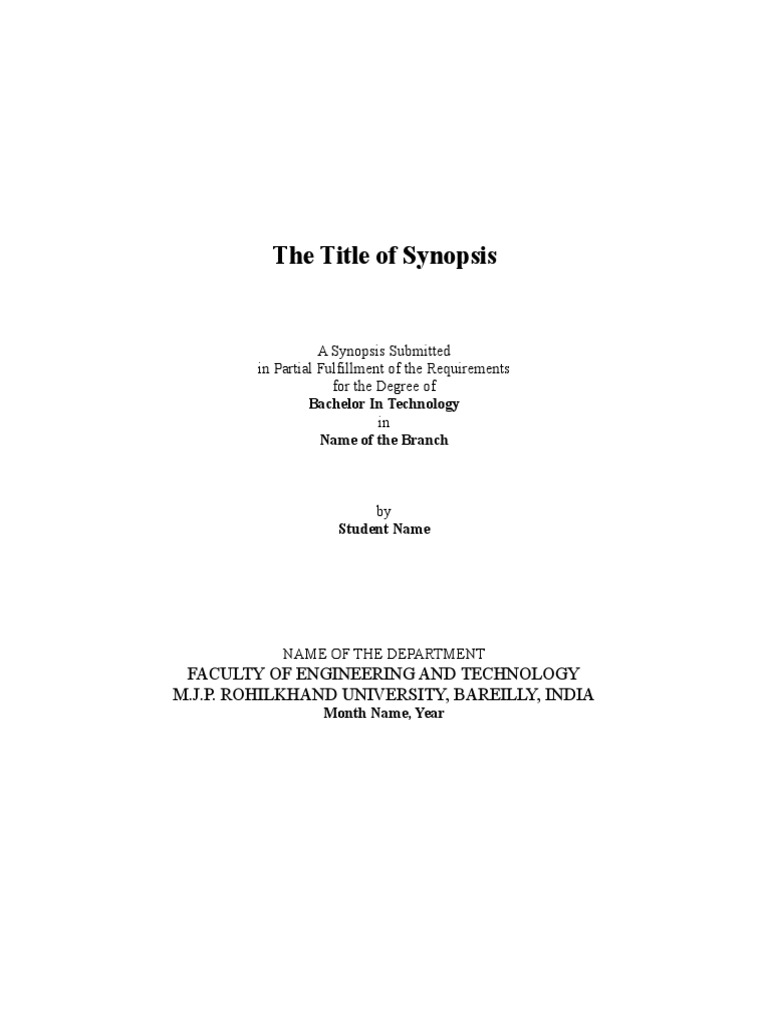 Synopsis Format | PDF | Computers
