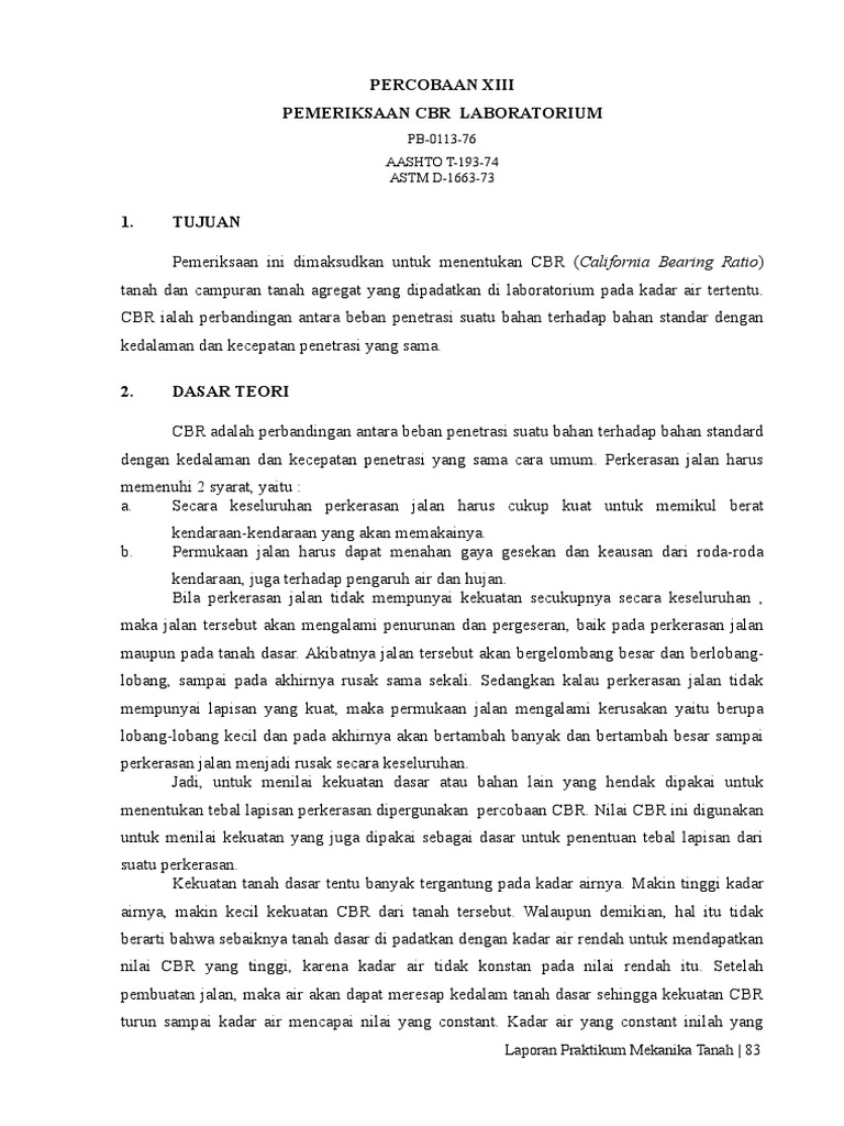Uji CBR untuk Kekuatan Subgrade Tanah | PDF | Griya & Taman | Teknologi ...