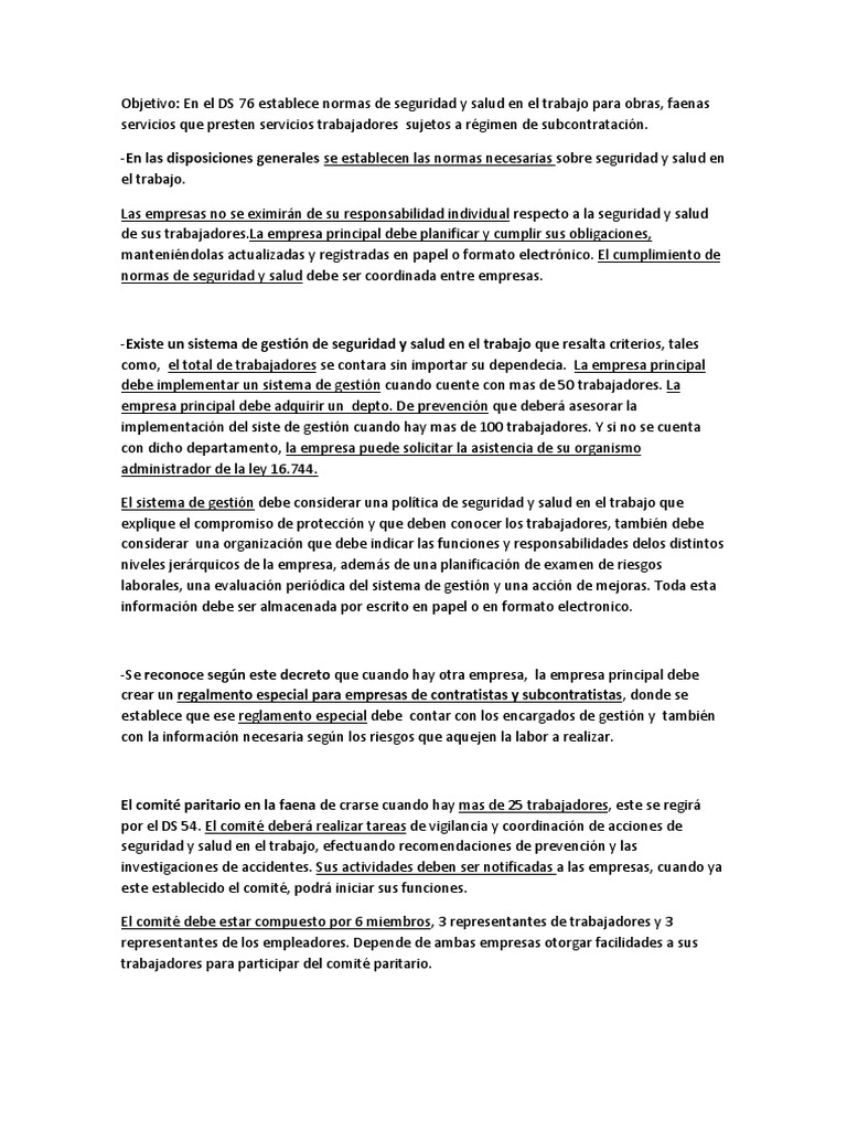 Resumen Ds 76 | PDF | Seguridad | Outsourcing