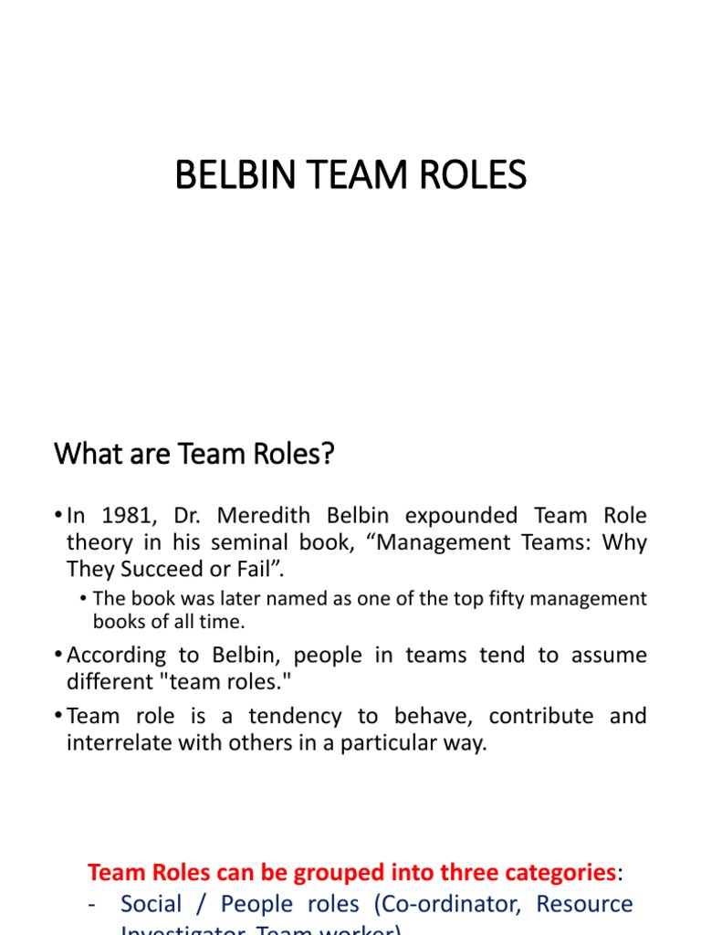9 - Belbin Team Roles | PDF | Applied Psychology | Behavioural Sciences