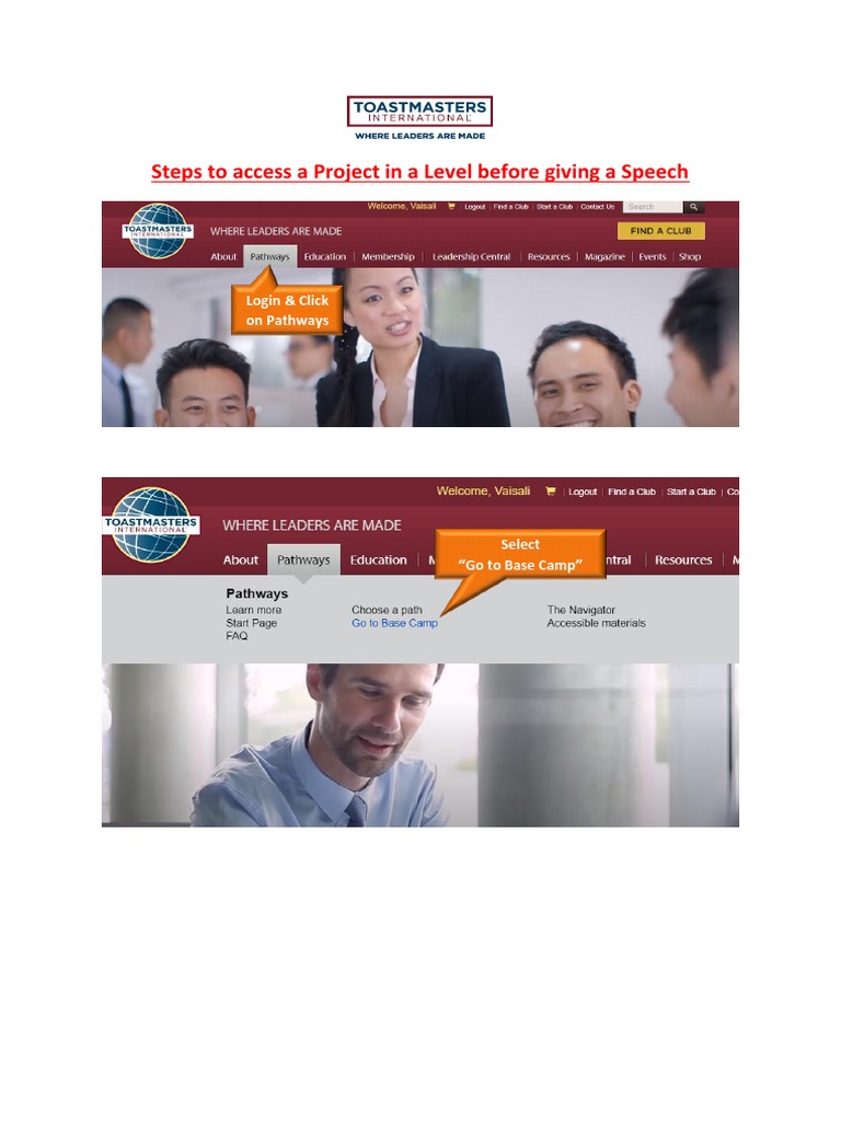Steps To Access A Project in A Level Before Giving A Speech: Login ...