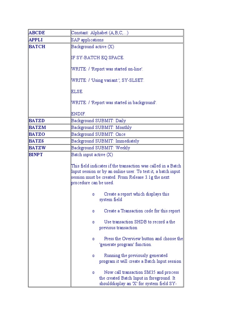 List of System Fields | PDF | Software | Software Development
