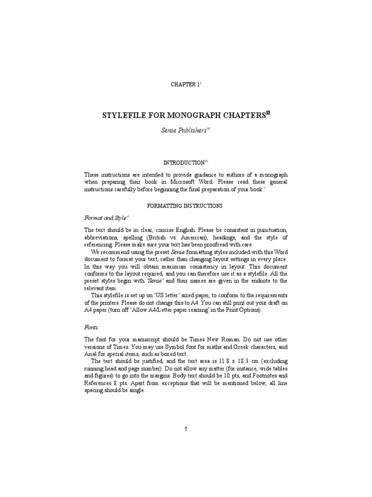 Stylefile For Monograph Chapters: Sense Publishers | PDF | Paragraph ...
