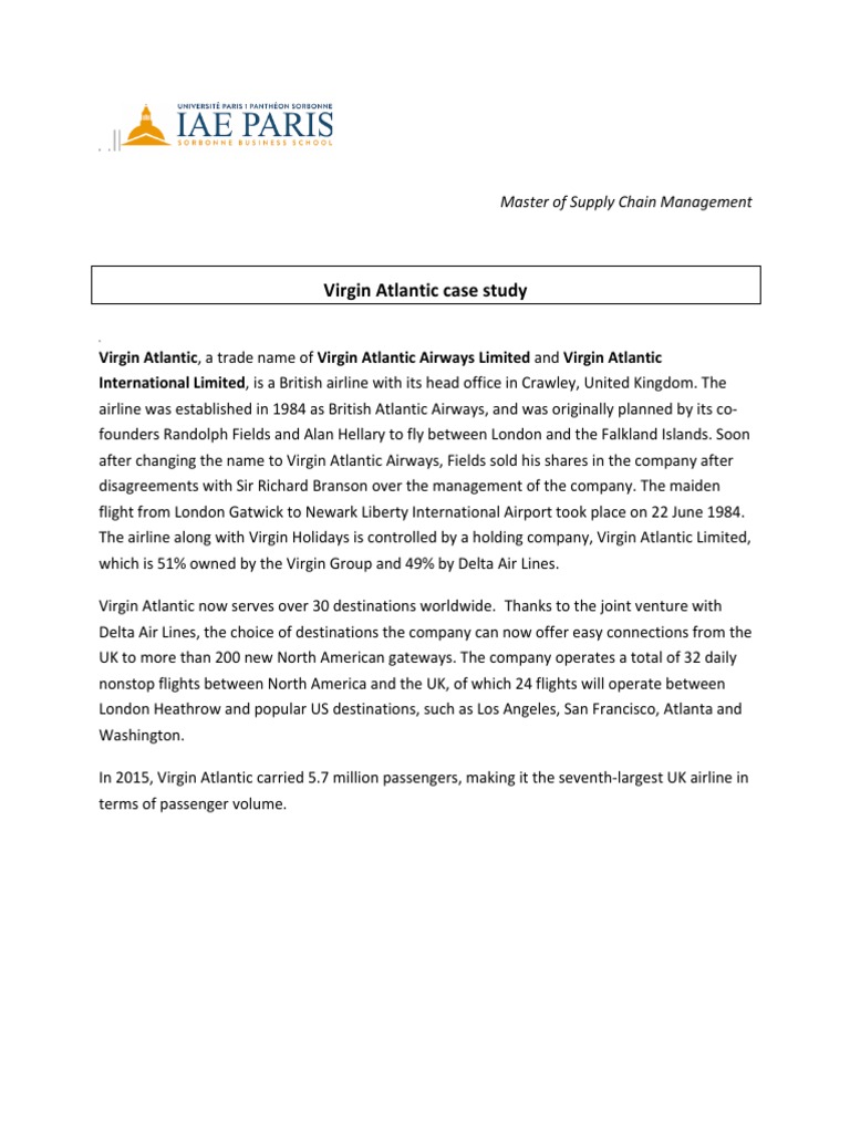 Virgin Atlantic Case Study Overview | PDF | Airlines | Aviation