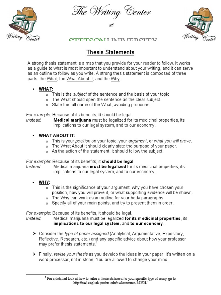 Handout - Thesis Statements | PDF | Thesis | Essays