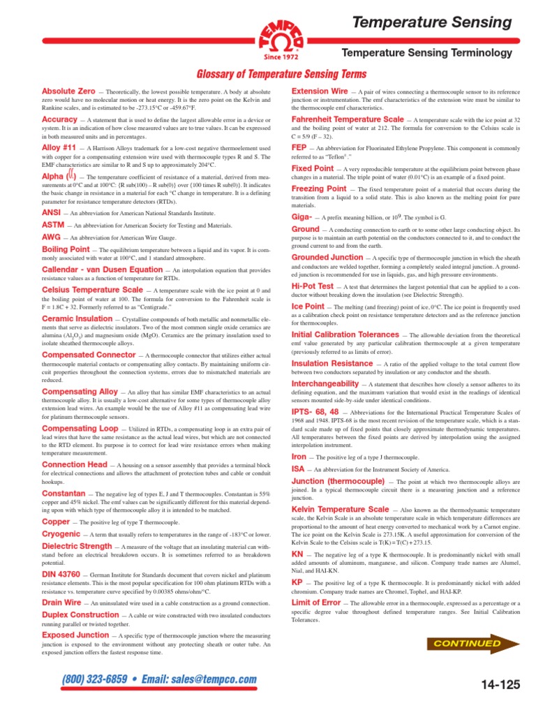 Glossary of Temperature Sensing Terms | PDF | Thermocouple | Fahrenheit