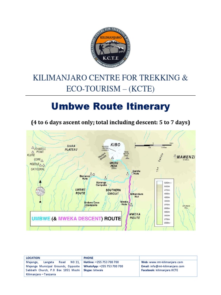 The Umbwe Route KILIMANJARO Itinerary PDF | PDF | Nature