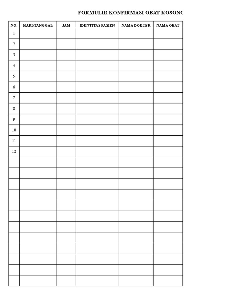 FORMULIR Konfirmasi Obat Kosong | PDF