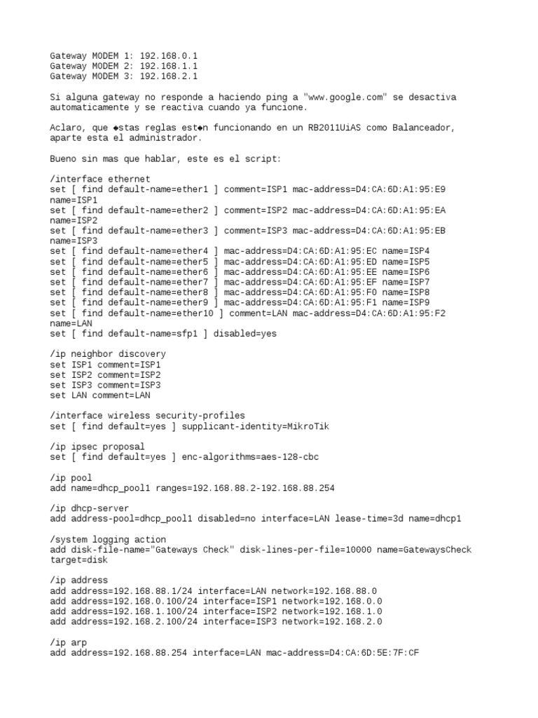 Balanceo PCC Failover | PDF | Firewall (Computing) | Ip Address